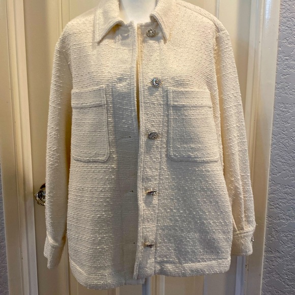 Zara | Jackets & Coats | Zara Tweed With Gorgeous Rhinestone Buttons ...